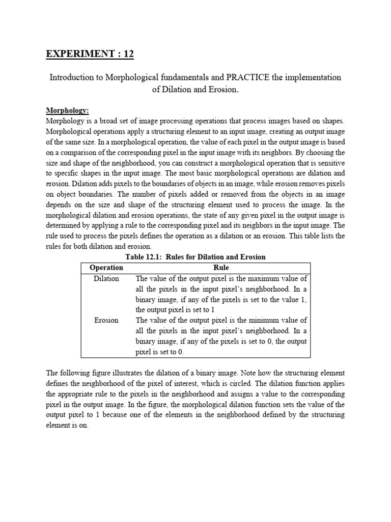 Morphological Image Processing: Dilation & Erosion | PDF ...