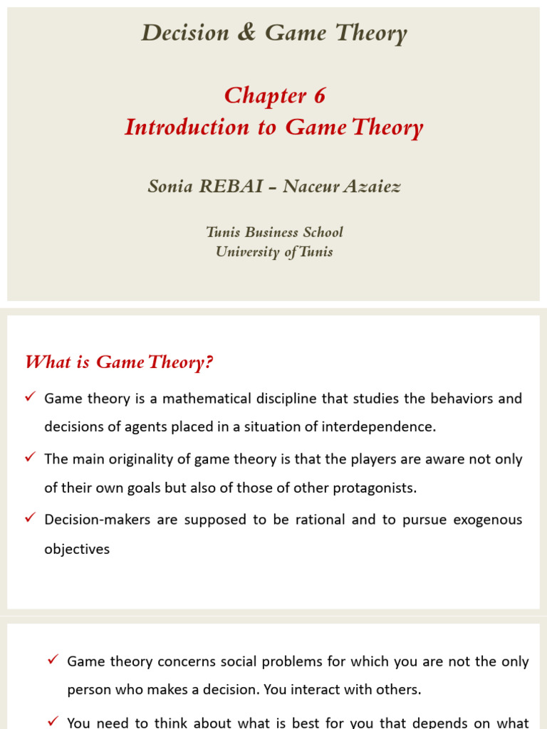 Chapter 6 Introduction to Game Theory | PDF | Game Theory | Economics ...