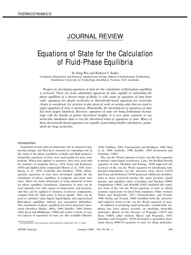 EoS Review | PDF | Mathematical Physics | Chemistry