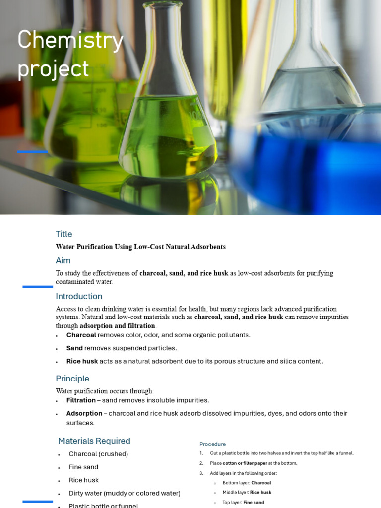 Chemistry Project | PDF | Water Purification | Filtration