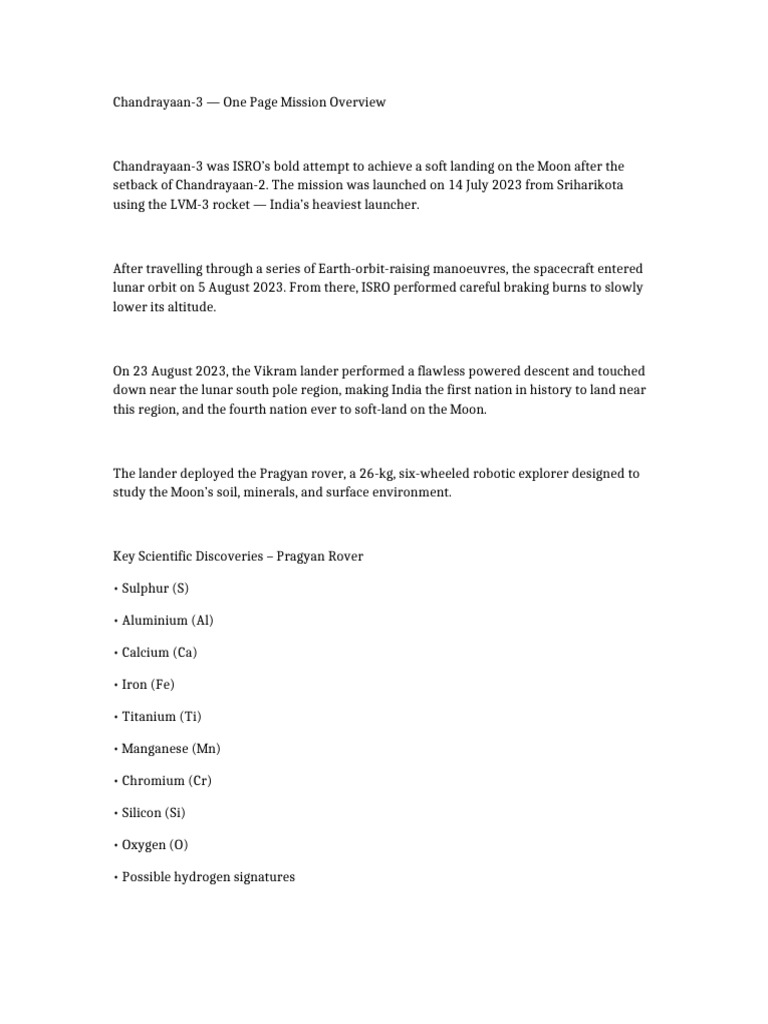 Chandrayaan3 Overview | PDF