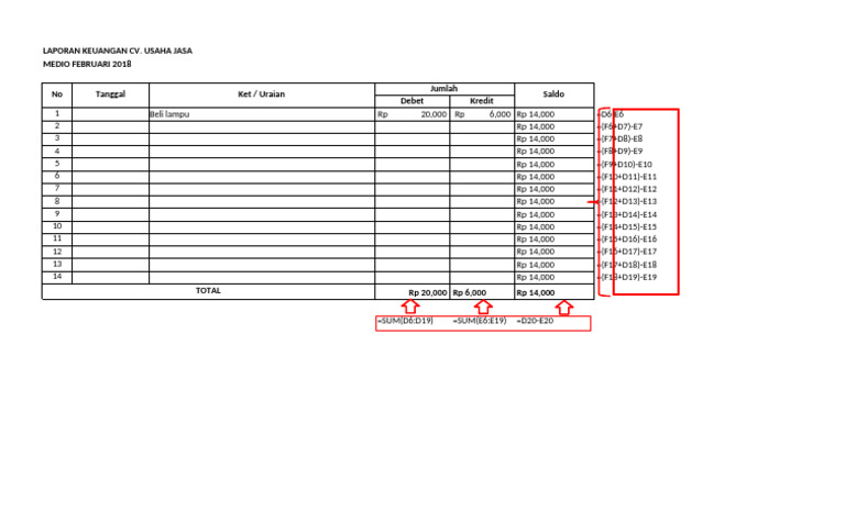 Contoh Pembukuan Sederhana Microsoft Excel | PDF
