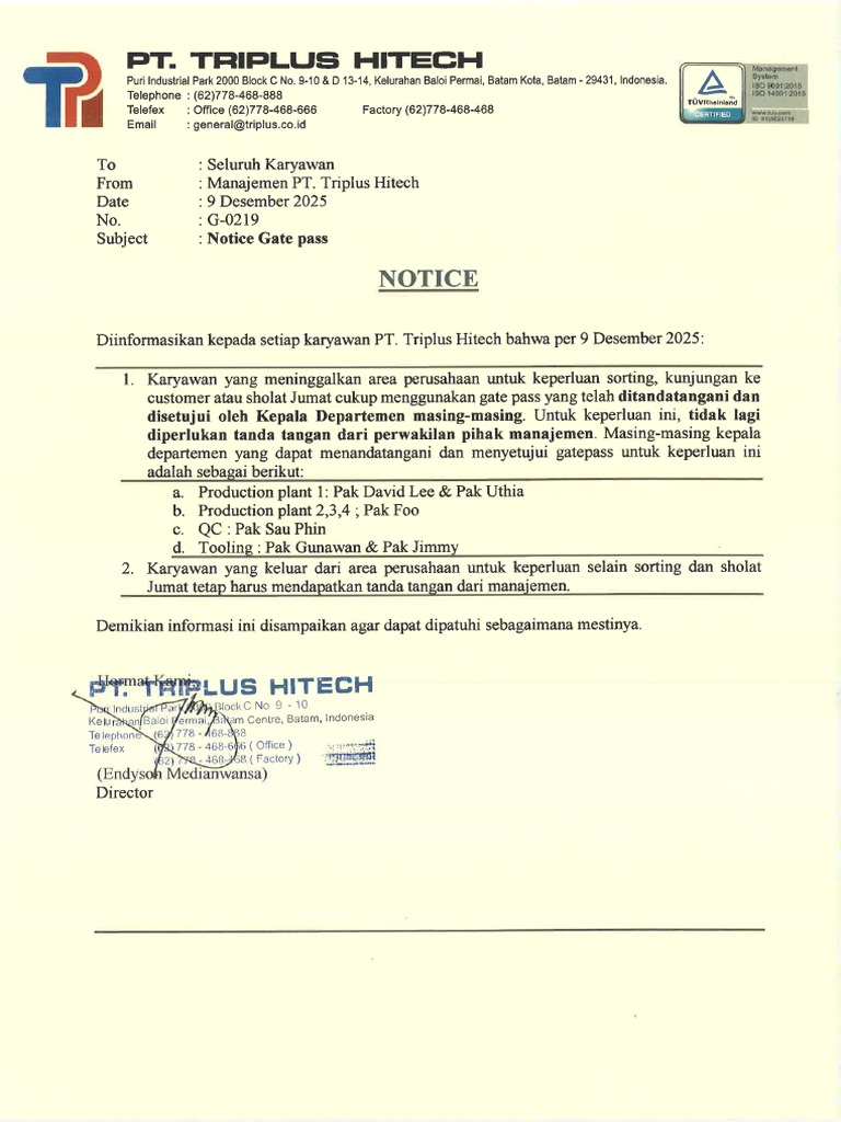 Notice Gate Pass | PDF