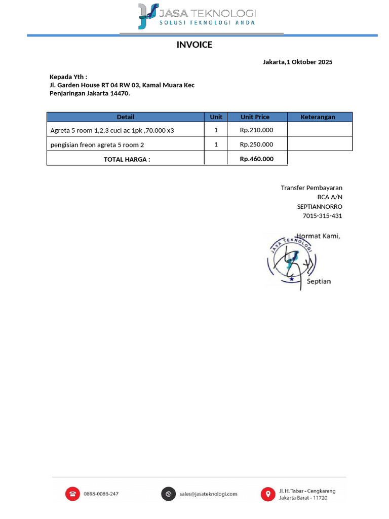 Invoice Maintenace AC K8 | PDF