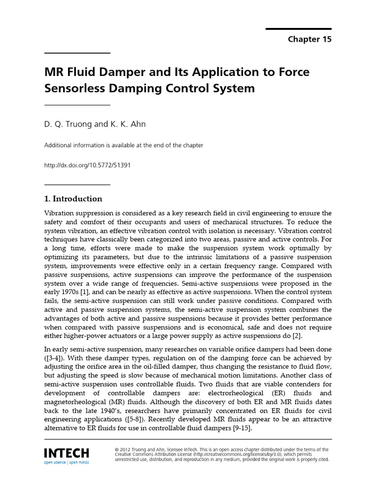 MR Fluid Damper and Its Application To Force Sensorless Damping Control ...