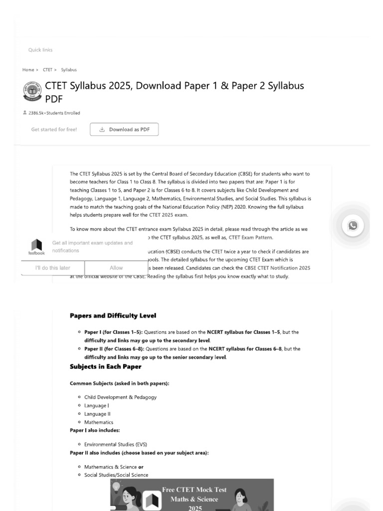 Ctet Syllabus 2025 | PDF