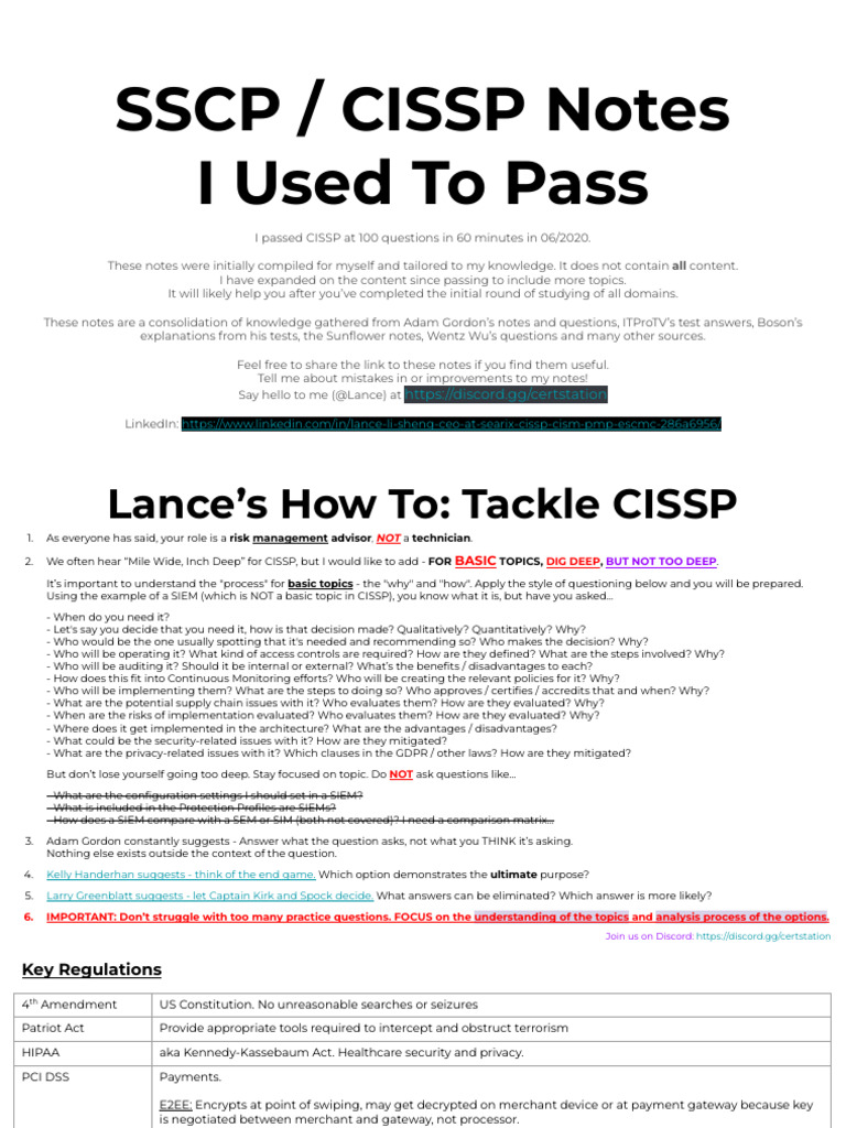 Key Tables, Charts and Flows for SSCP _ CISSP - Google Slides | PDF ...