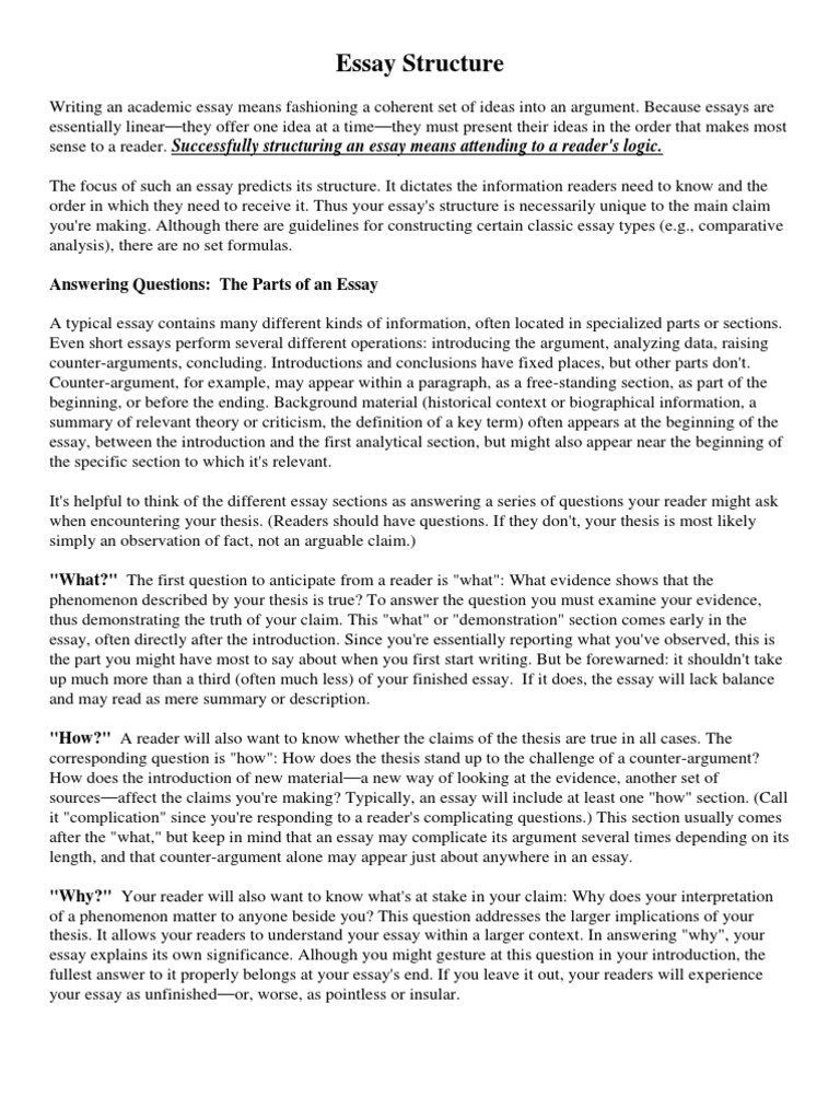 Structuring an Effective Academic Essay: Using a Logical Framework to ...