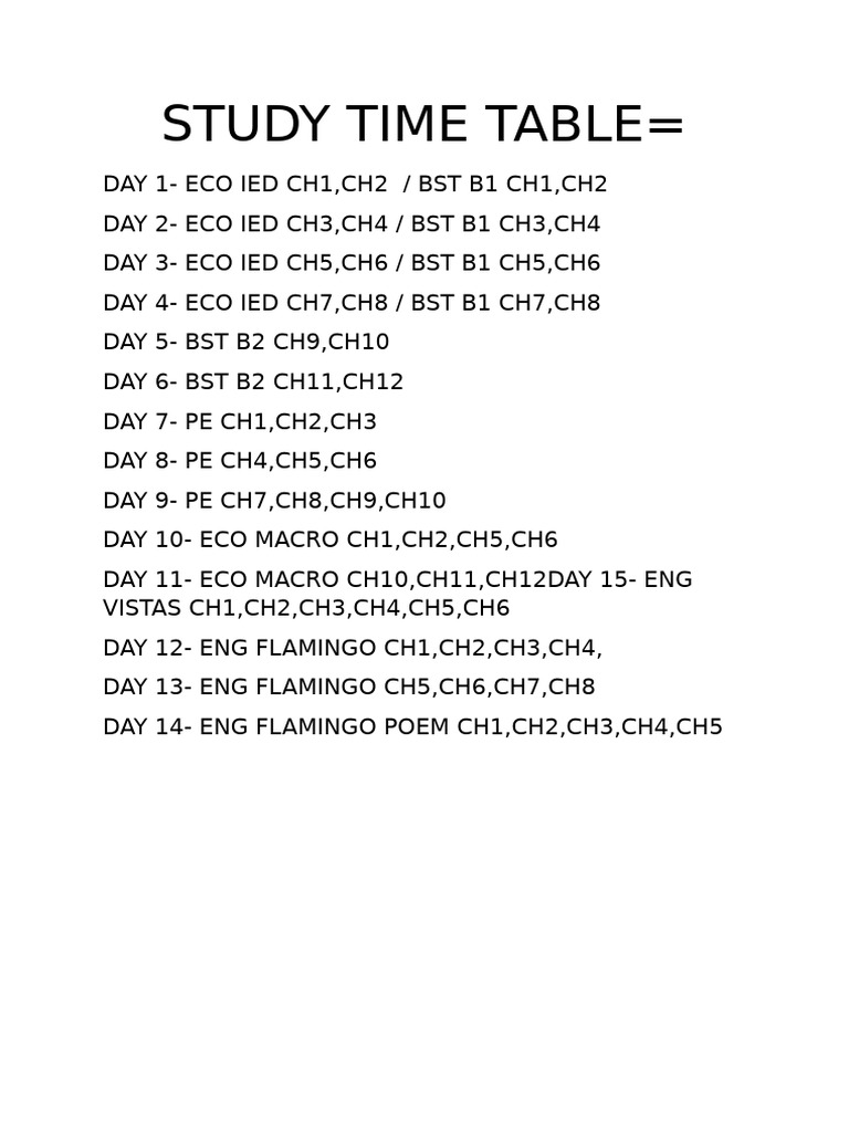 Time Table | PDF