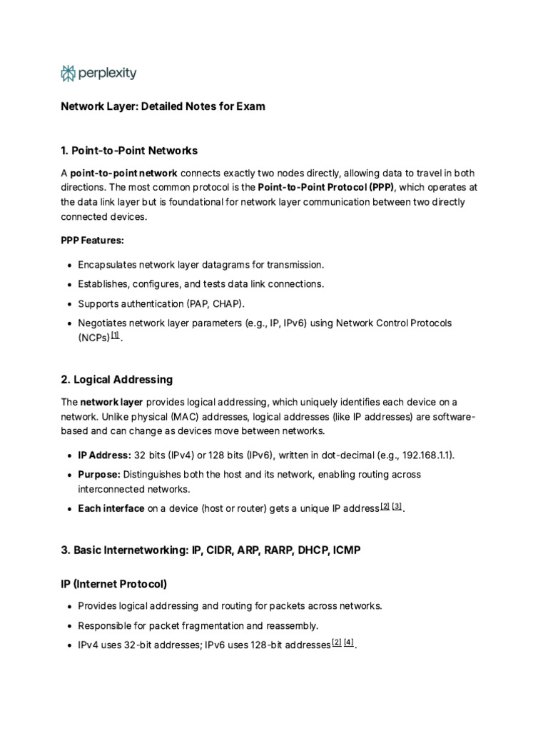 Network Layer - Detailed Notes For Exam | PDF | Internet Protocols | Ip ...