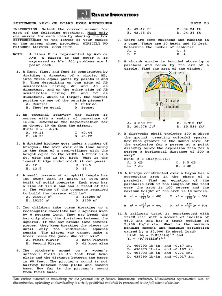 MSTE 20 Questions | PDF