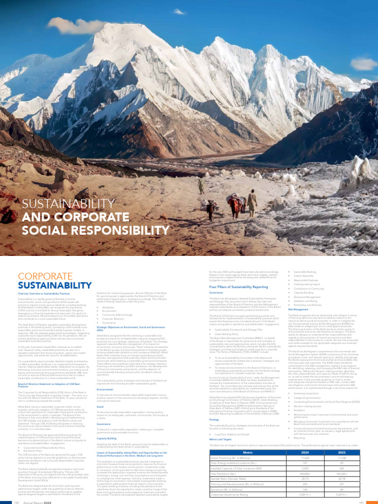 ABL Sustainability and CSR Report 2024 | PDF | Corporate Social ...