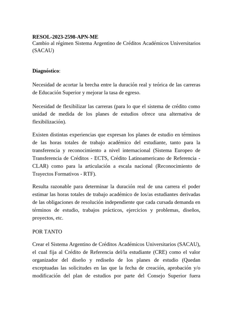 SACAU síntesis para presentación | PDF | Crédito del curso | Plan de ...