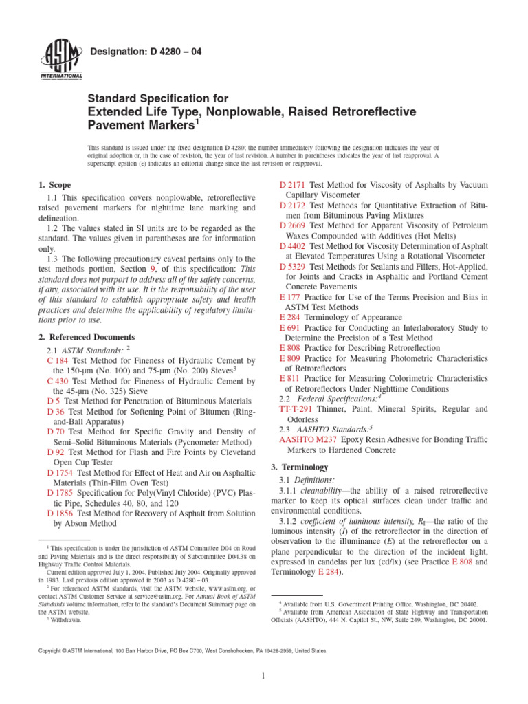 ASTM D 4280_2004 | PDF | Road Surface | Adhesive
