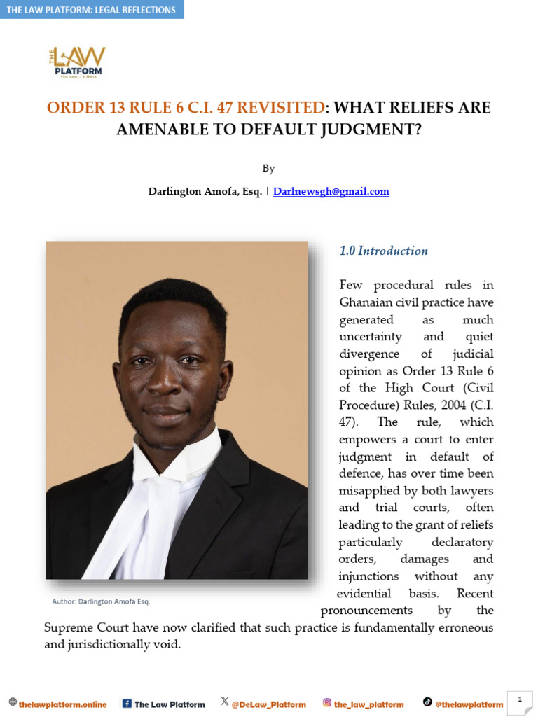 Default Judgment Reliefs in Ghana Law | PDF | Legal Remedy | Judgment (Law)