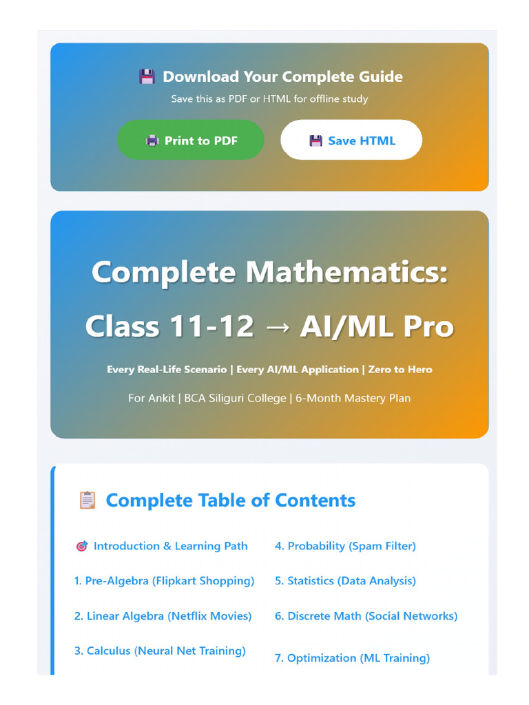 Complete Math AI ML Ankit | PDF