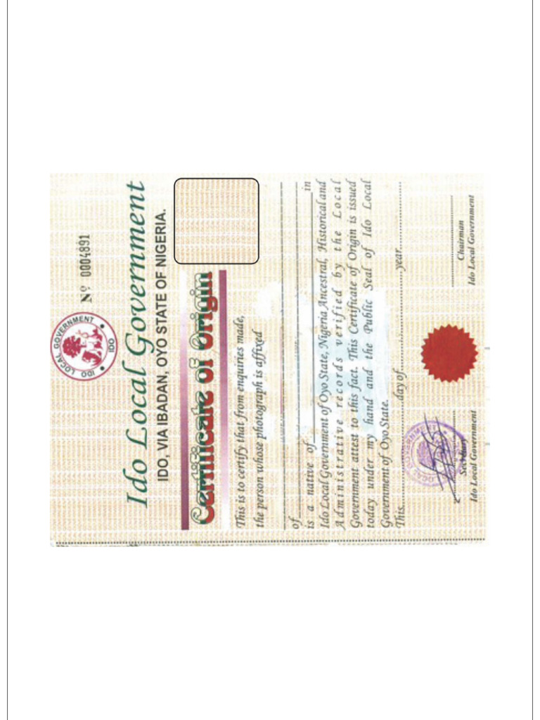 State of Origin Certificate | PDF