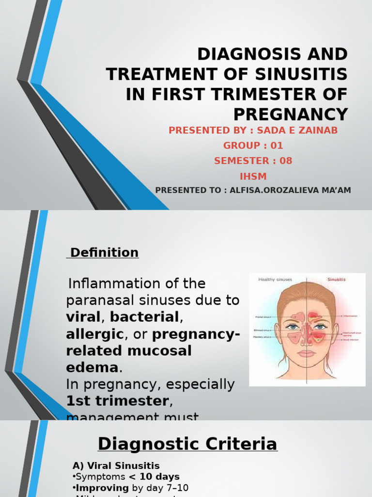 Diagnosis and Treatment of Sinusitis in First Trimester | PDF