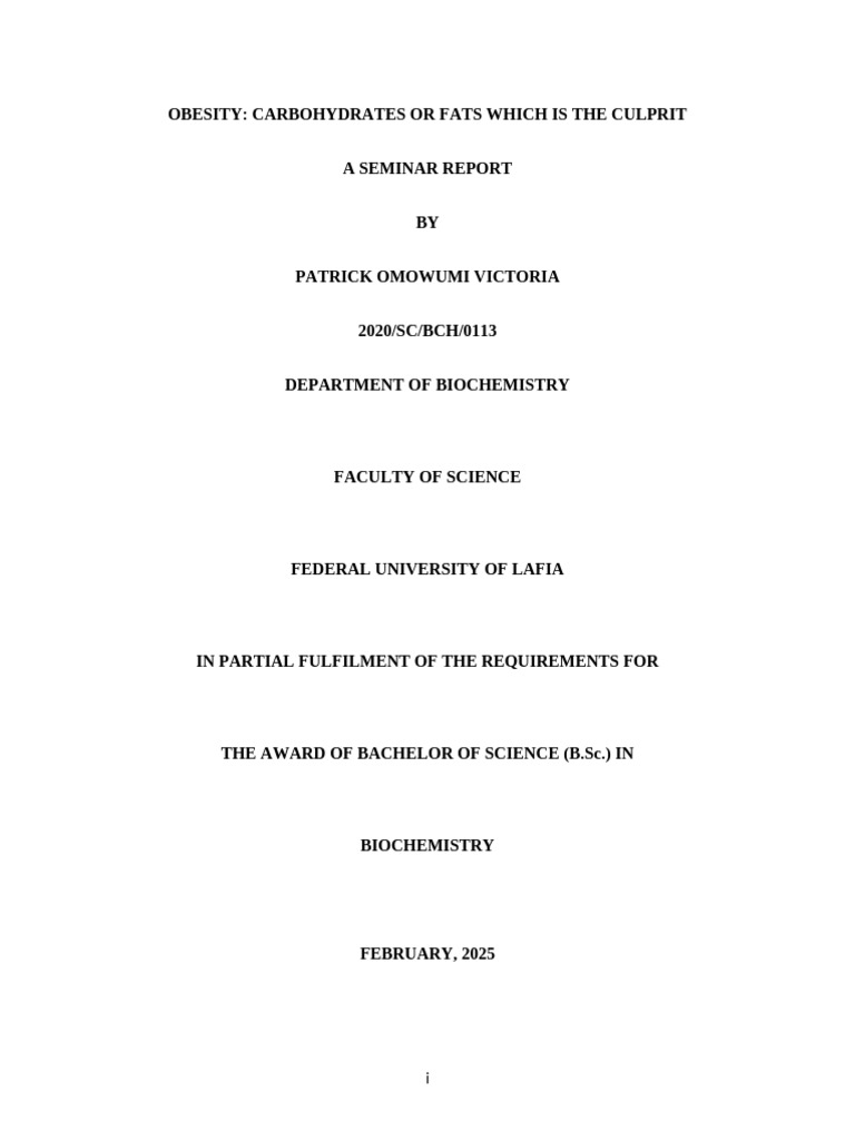 Vicky Prilimenary Page 2 | PDF | Obesity | Carbohydrates