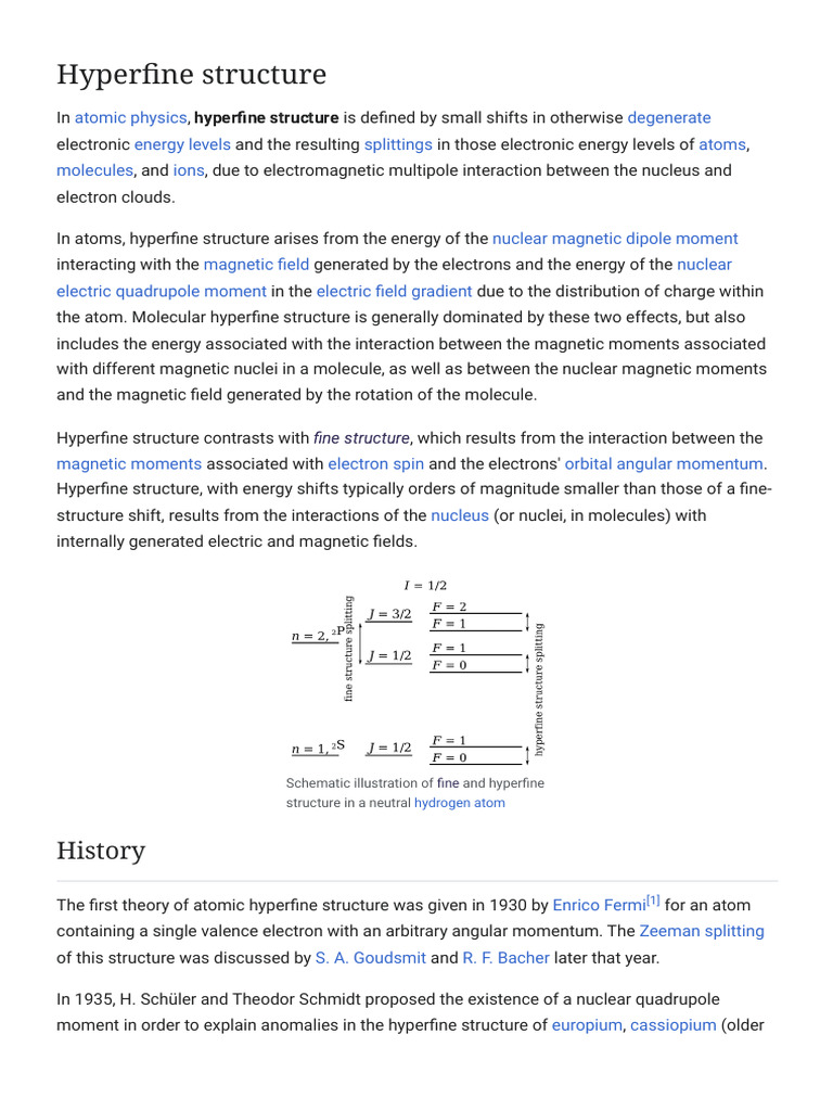 Hyperfine Structure in Atomic Physics | PDF | Electron | Spin (Physics)