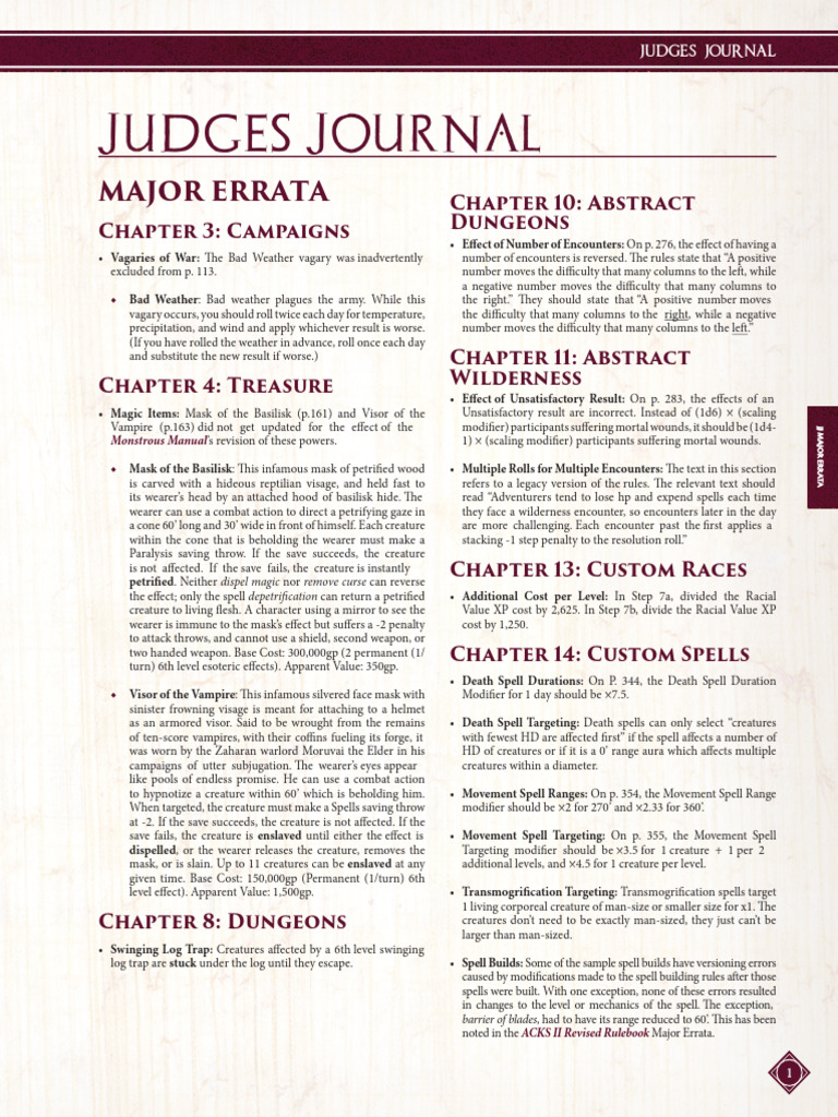 ACKSII Judges Journal 1st Print Major Errata | PDF