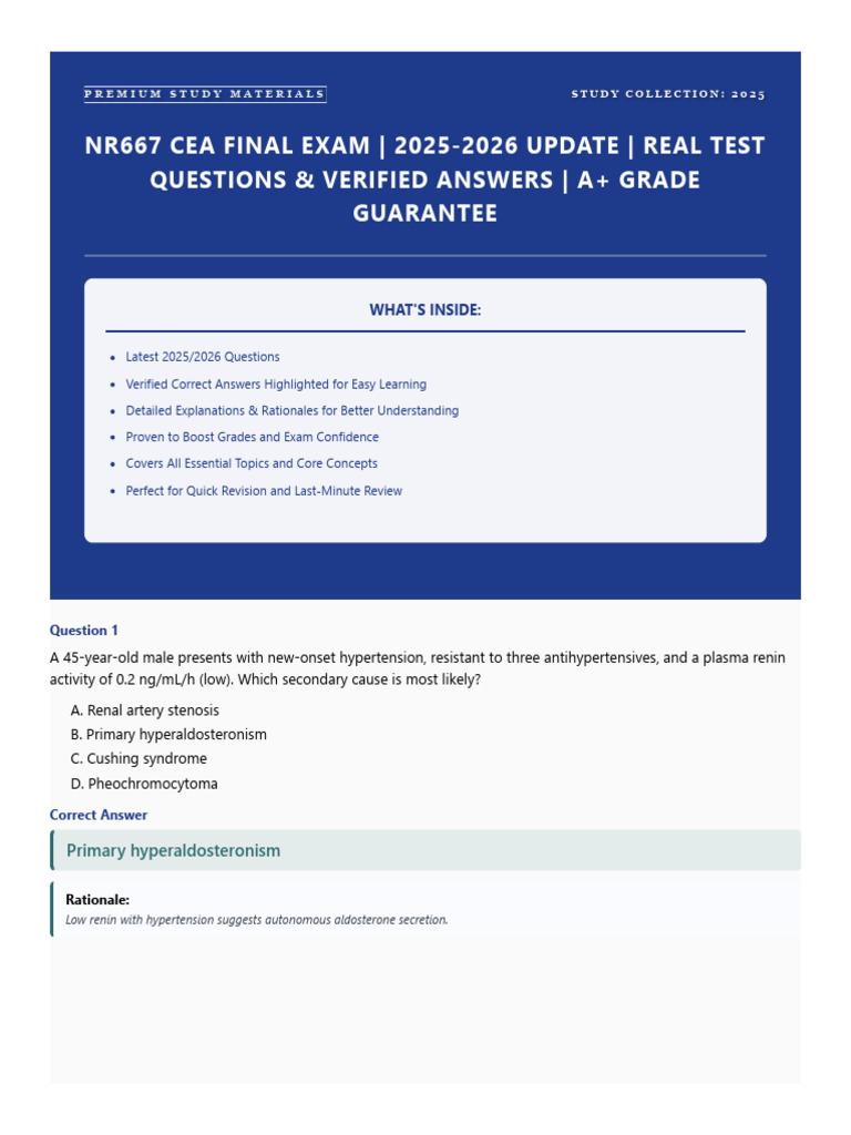 NR667 CEA Final Exam Study Guide 2025 | PDF | Hepatitis | Hepatitis B