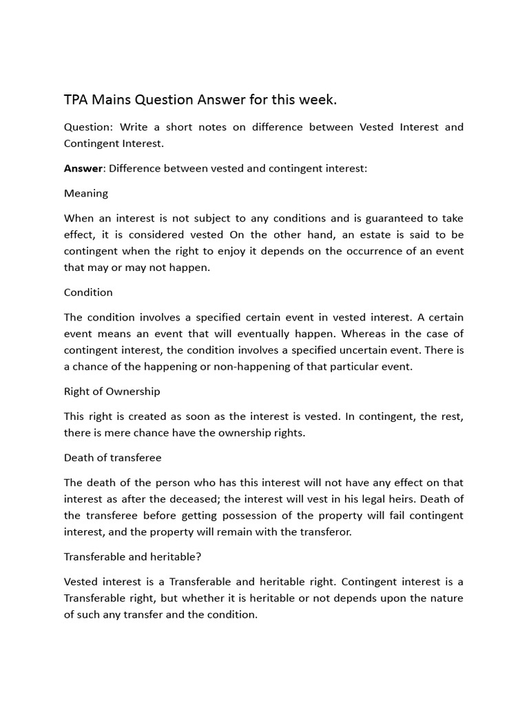 Vested vs. Contingent Interest Explained | PDF