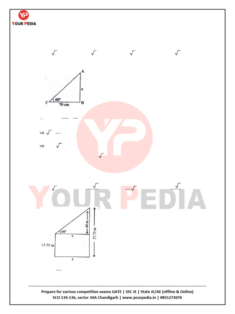 Trigonometry Problems for Competitive Exams | PDF | Circle | Perpendicular