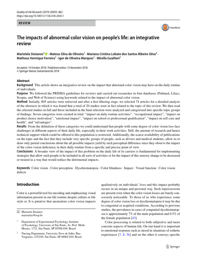 The Impacts of Abnormal Color Vision On People S Life An Integrative ...
