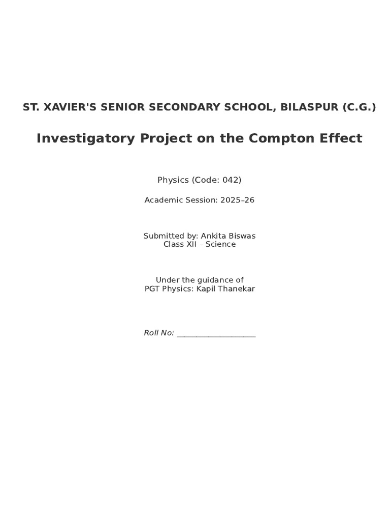 Compton Effect Project Class12 Official (1) | PDF