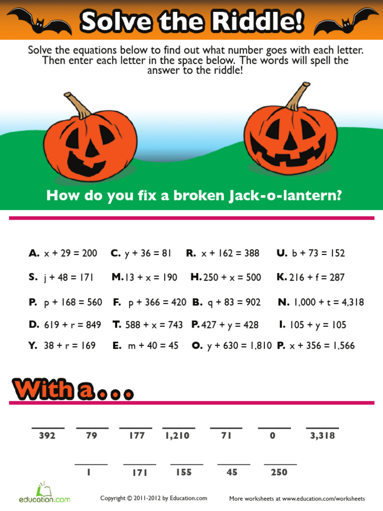 Halloween Algebra 3 | PDF