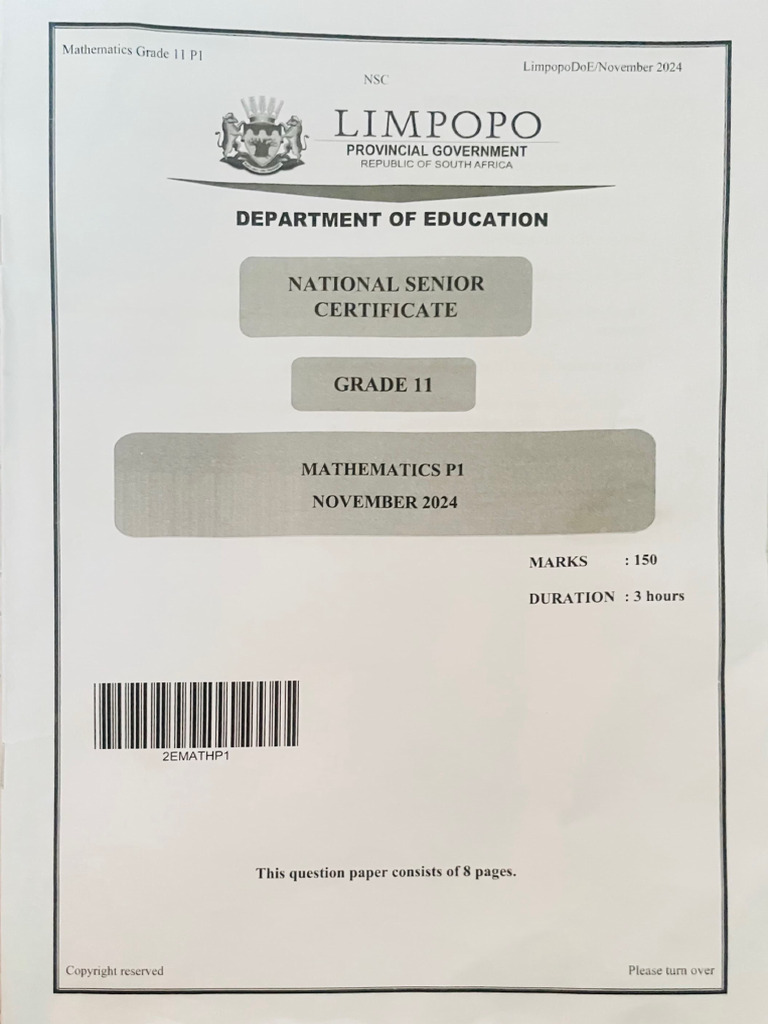 Maths P1 Grade 11 | PDF