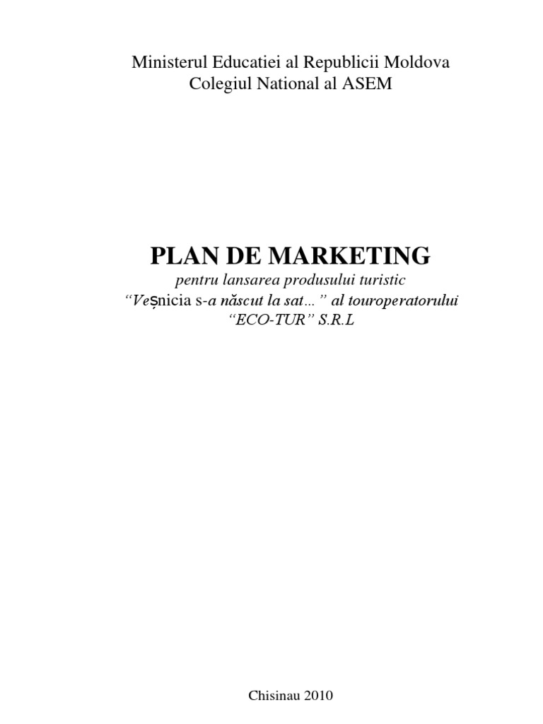 Plan de Marketing Pentru Lansarea Unui Nou Produs Turistic | PDF