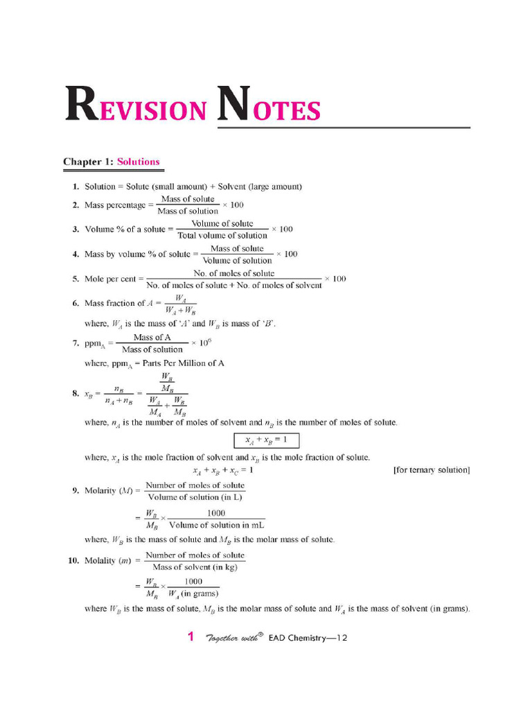 CHEMISTRY Revision Notes | PDF