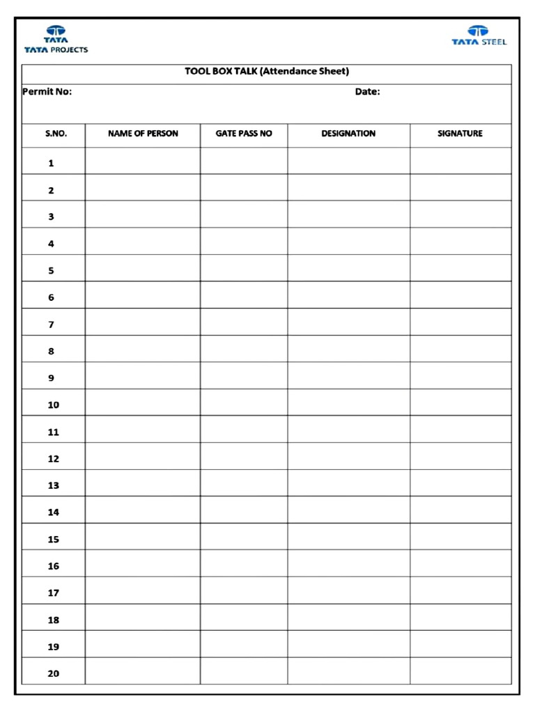 Tbt Attendance Sheet | PDF