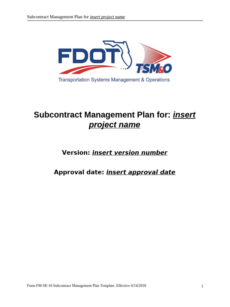 Fm Se 16 Subcontract Management Plan Template | PDF | Subcontractor ...