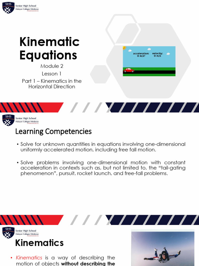 Kinematic Equations On The Horizontal Direction | PDF | Kinematics ...
