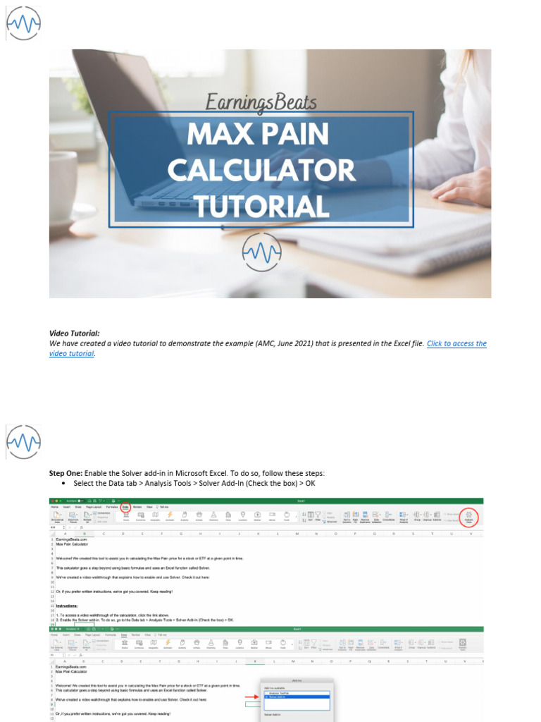 UserGuide_Max_Pain_Calculator | PDF | Option (Finance) | Microsoft Excel
