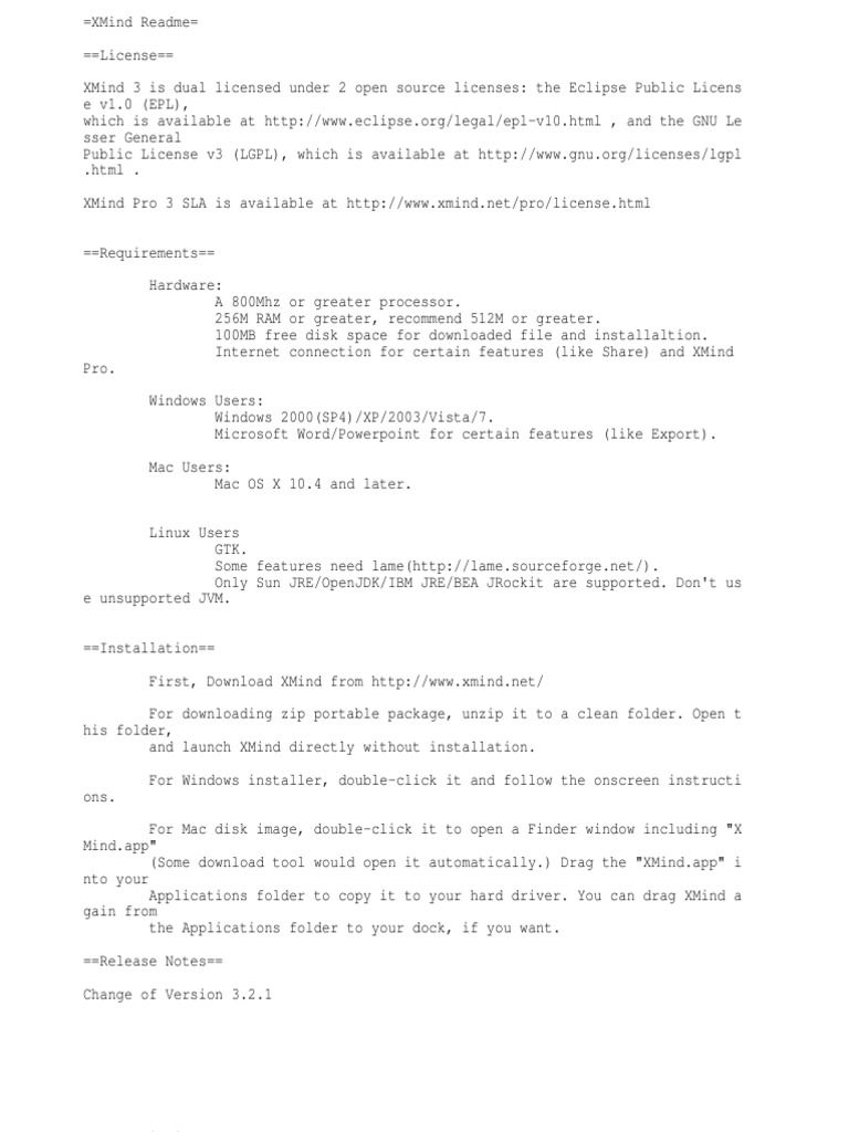 Xmind Readme | PDF | Installation (Computer Programs) | Hyperlink