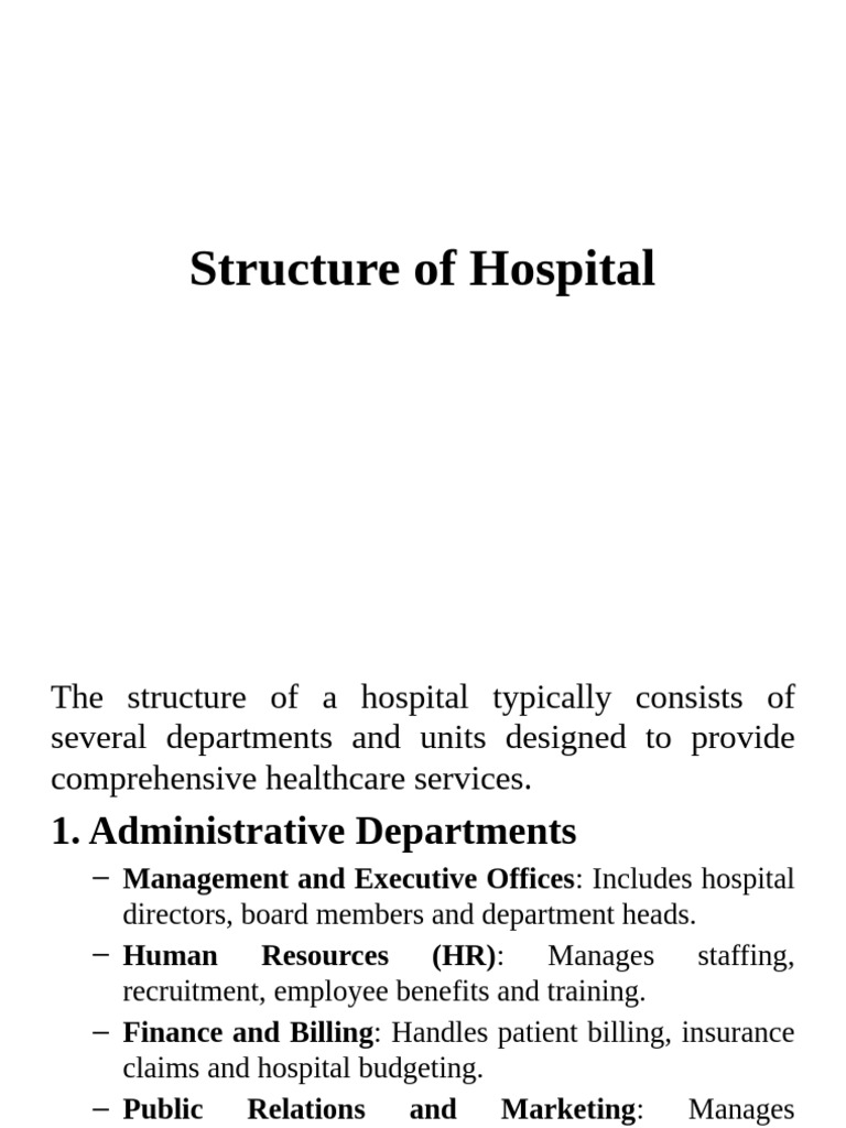 Hospital Department Structure Overview | PDF | Hospital | Intensive ...