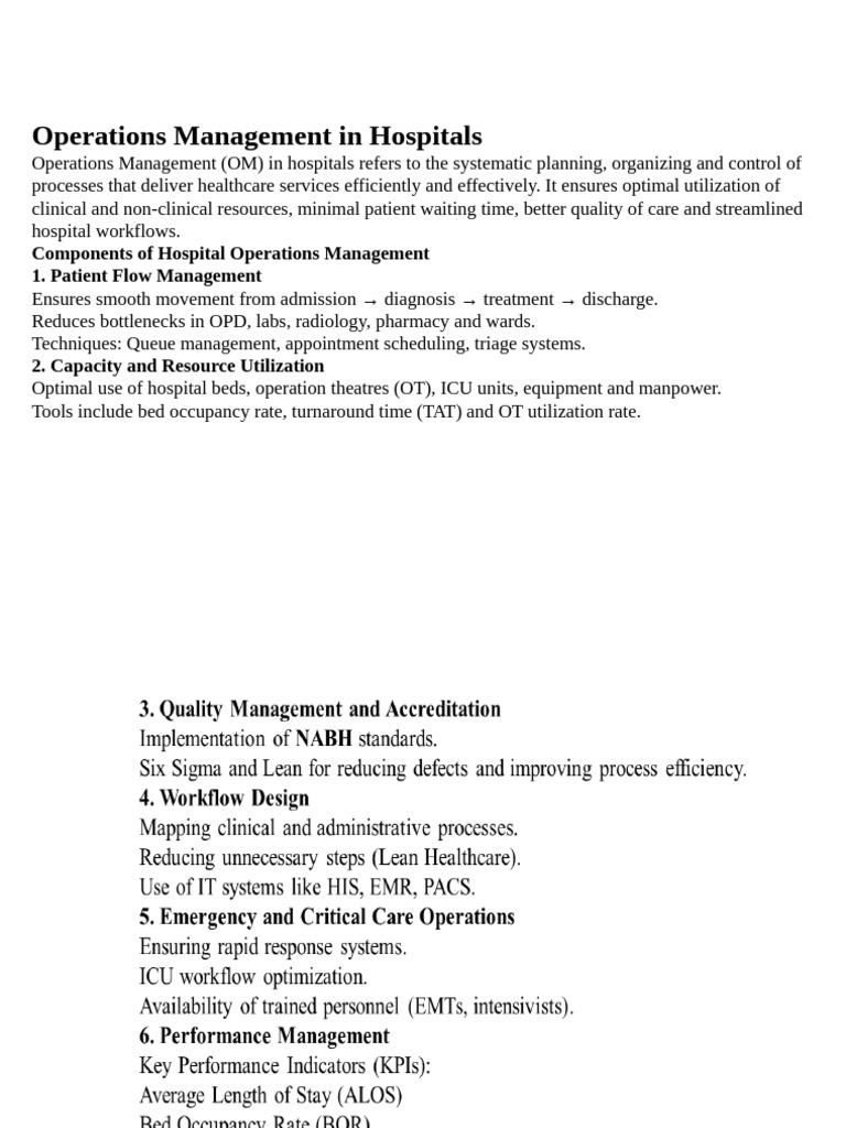 Hospital Management, Operational and Material Management | PDF ...