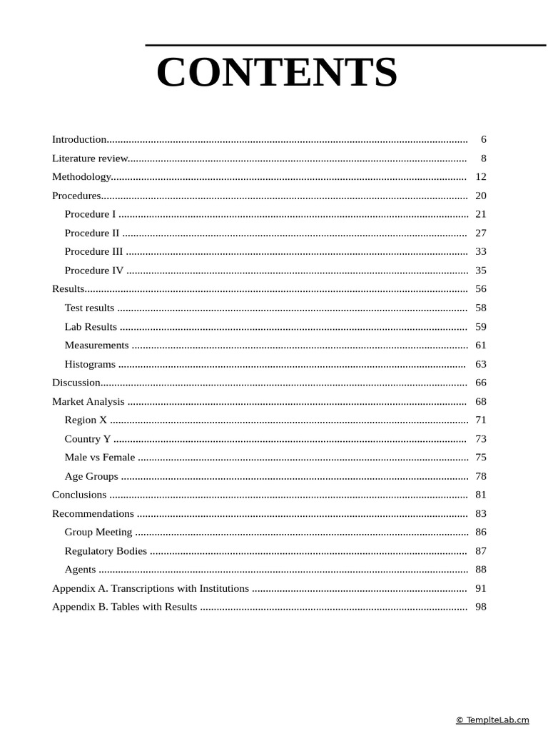 APA Table of Contents TemplateLab.com | PDF | Methodology