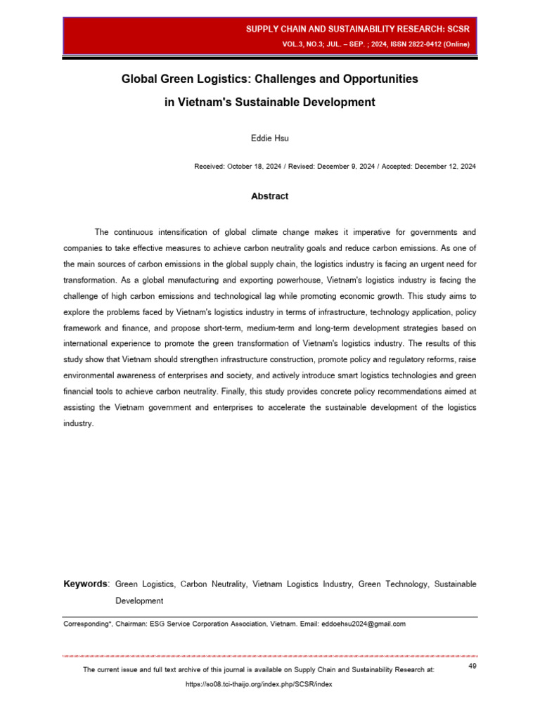 Green Logistics Strategies for Vietnam | PDF | Infrastructure ...
