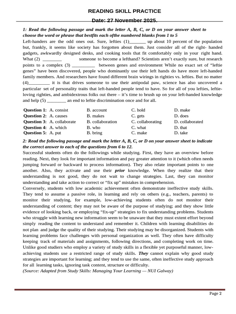 Reading Practice 27-11 | PDF | Noise | Caste
