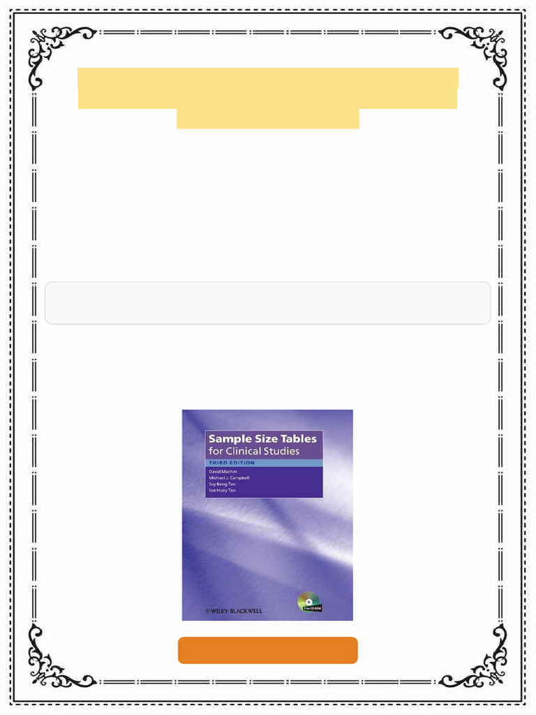 Sample Size Tables For Clinical Studies 3rd Edition David Machin Ebook ...