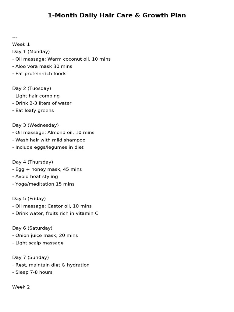 1 Month Hair Care Plan (1) | PDF