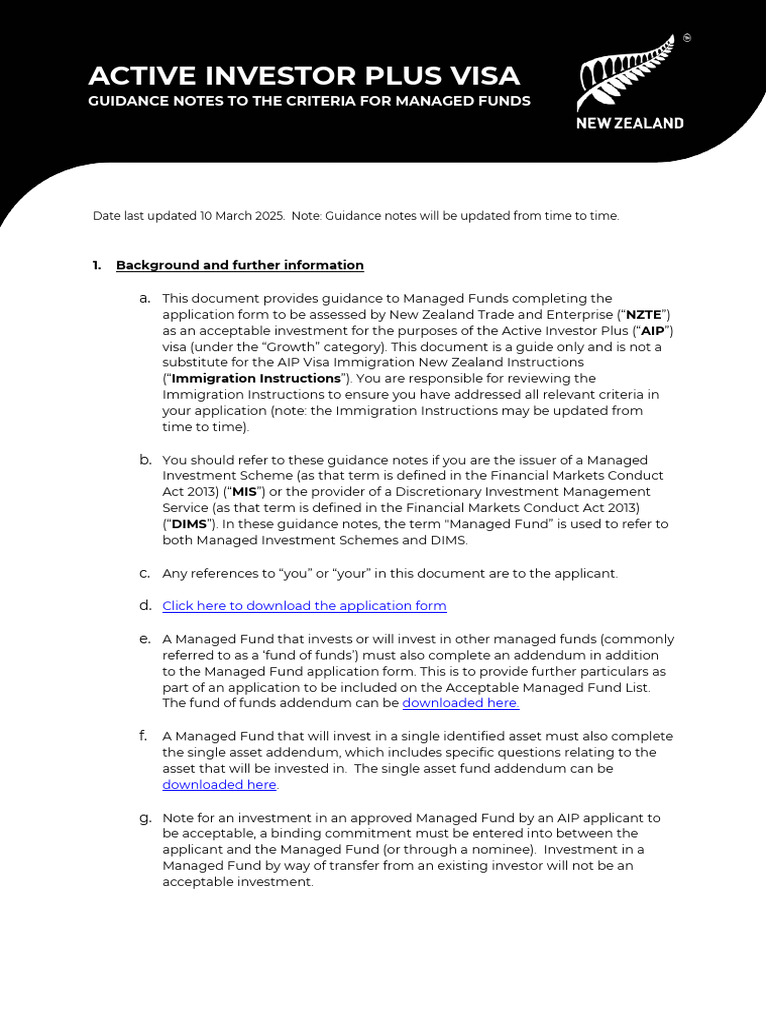 AIP Visa Managed Funds Guidance Notes | PDF | Investing | Investment ...