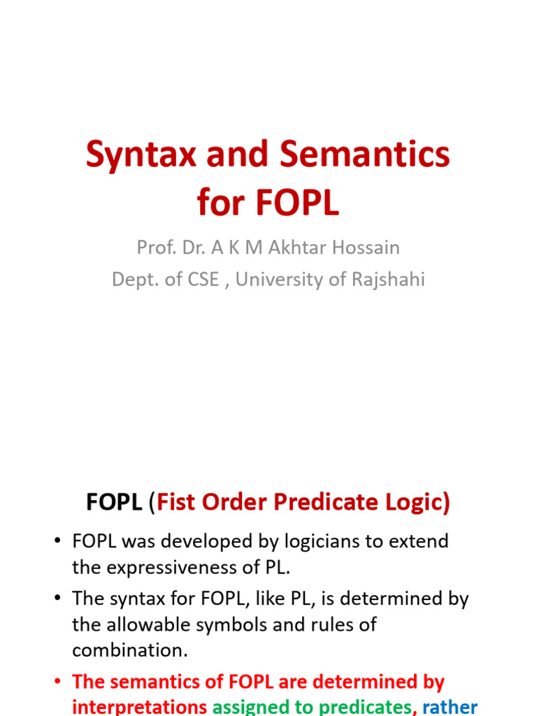 4 fopl | PDF | First Order Logic | Interpretation (Logic)