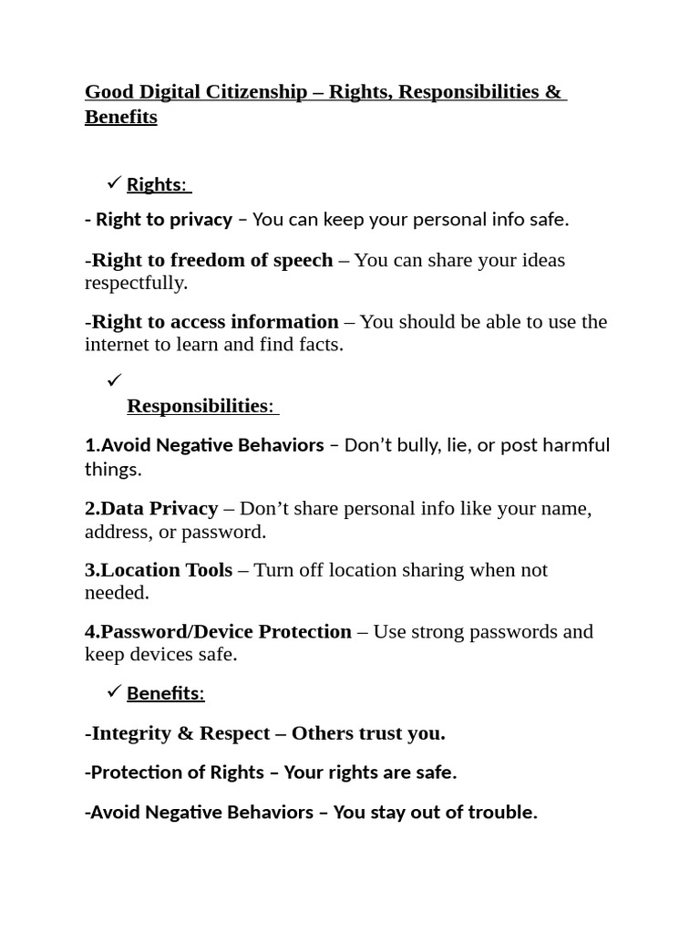 Digital Citizenship: Rights & Responsibilities | PDF | Privacy