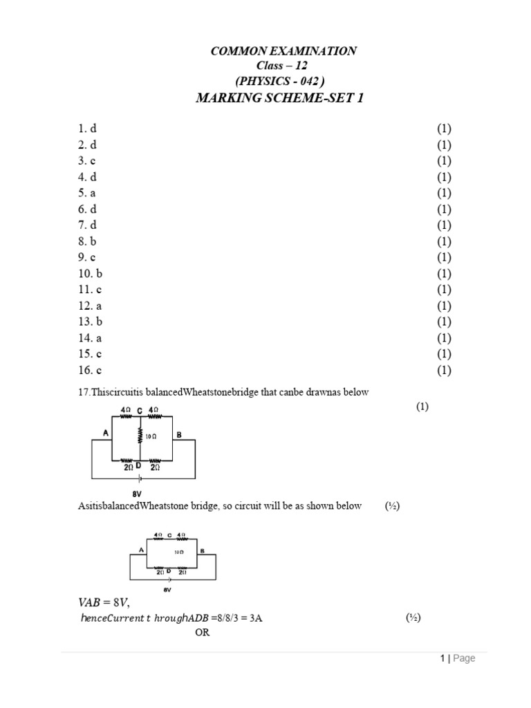 Class 12 Physics Exam Marking Scheme | PDF | Inductor | Frequency